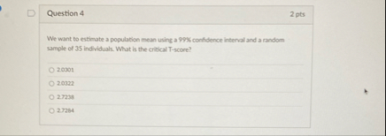 Solved Question 42 ﻿ptsWe want to estimate a population mean | Chegg.com
