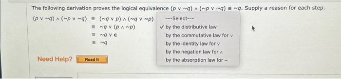 Solved The following derivation proves the logical | Chegg.com