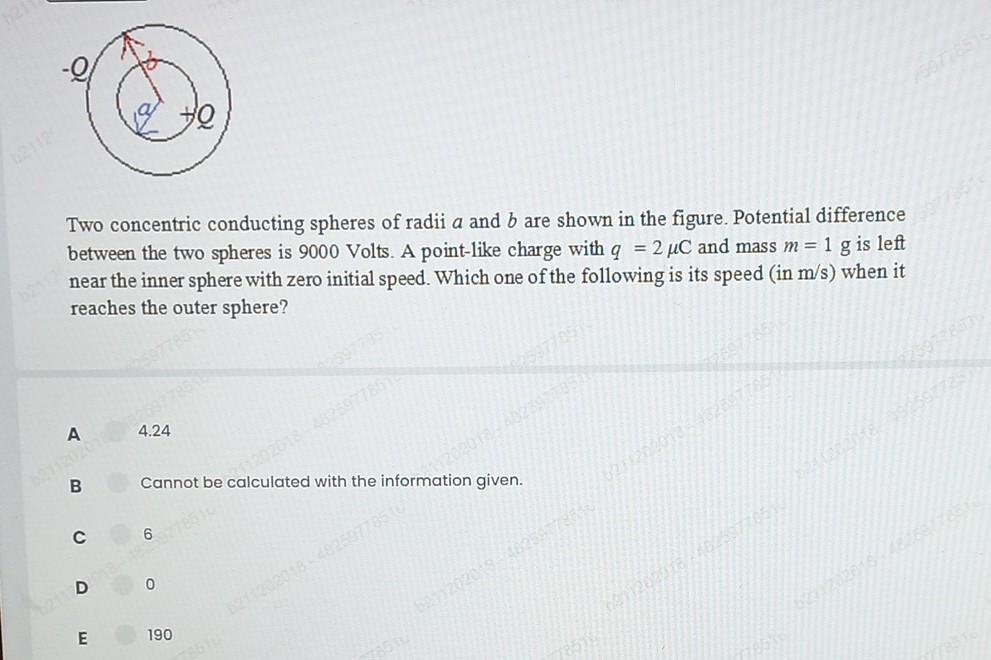 Solved Two concentric conducting spheres of radii a and b | Chegg.com