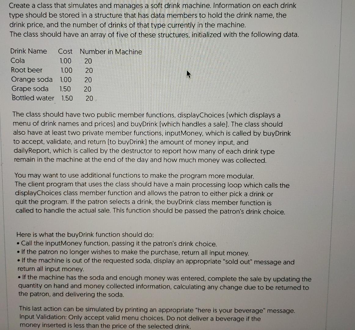 Solved Create a class that simulates and manages a soft | Chegg.com