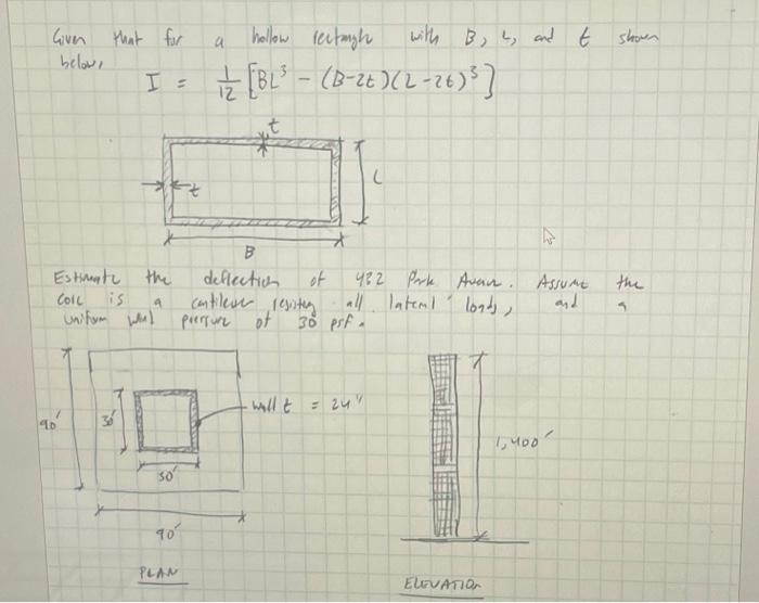 Solved 1) given that for a hallow rectangle with b,l, and t | Chegg.com