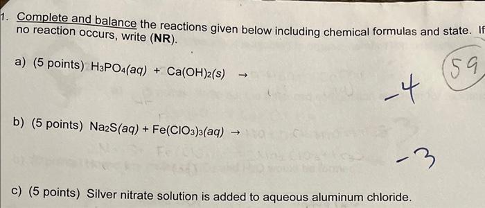 Solved Complete and balance the reactions given below | Chegg.com