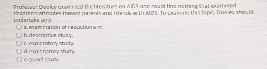 Solved Professor Dooley examined the literature on AIDS and | Chegg.com