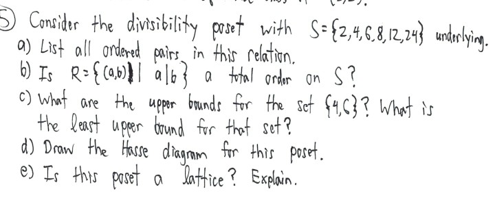 Solved Consider the divisibility prset with S= | Chegg.com