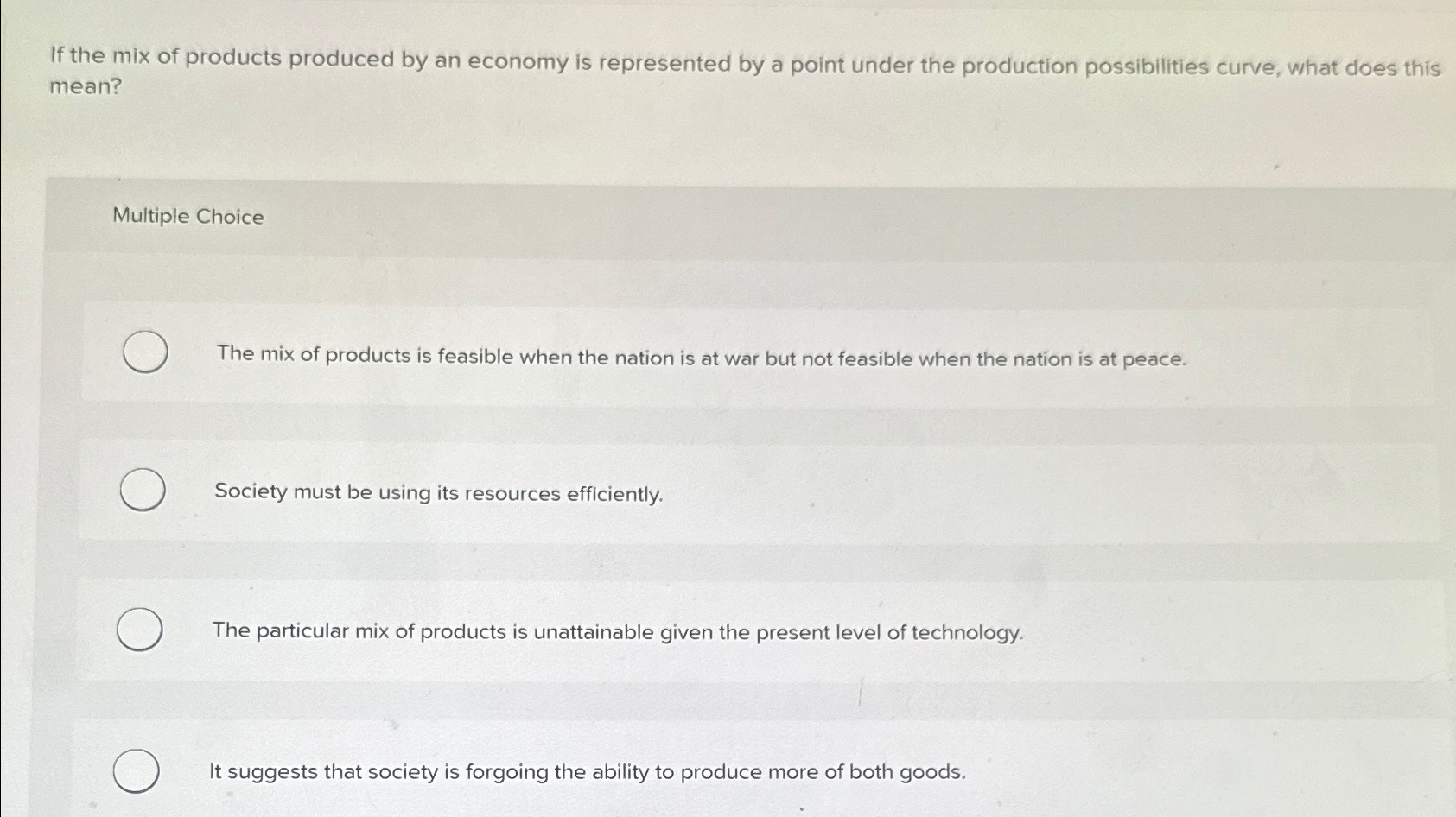 Solved If the mix of products produced by an economy is | Chegg.com