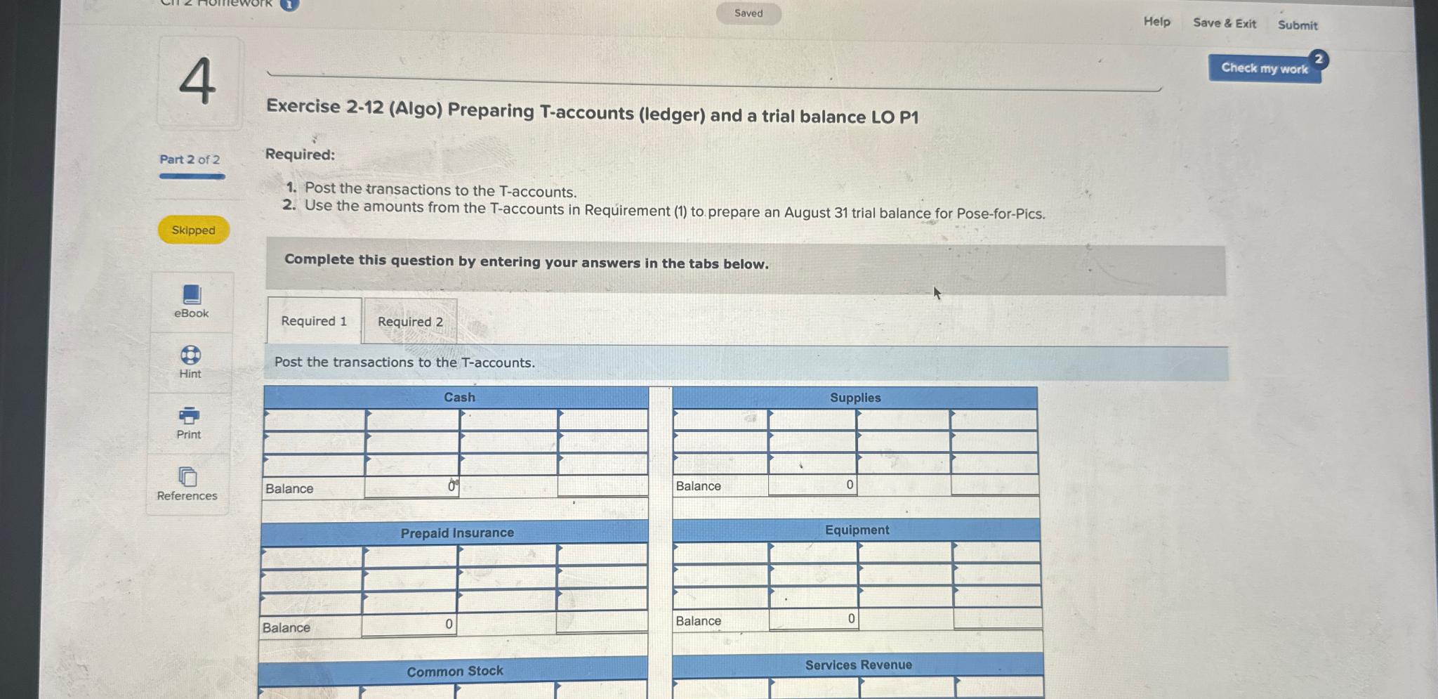 Solved SavedHelpSave & ExitSubmit4Exercise 2-12 (Algo) | Chegg.com