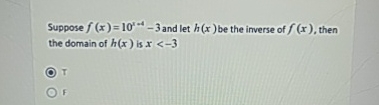 Solved Suppose f(x)=10x+4-3 ﻿and let h(x) ﻿be the inverse of | Chegg.com