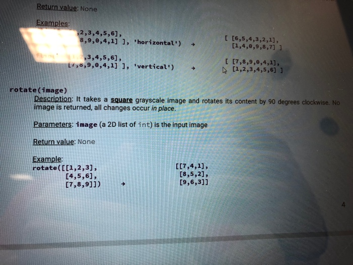 Solved Return value: None Examples: 32,3,4,5,6), 8,9,6,4,1] | Chegg.com