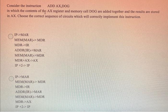 Solved Consider the instruction ADD AX,DOG in which the | Chegg.com