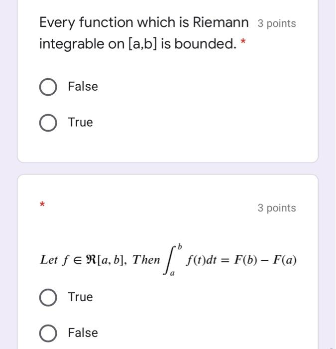 Solved Every function which is Riemann 3 points integrable | Chegg.com
