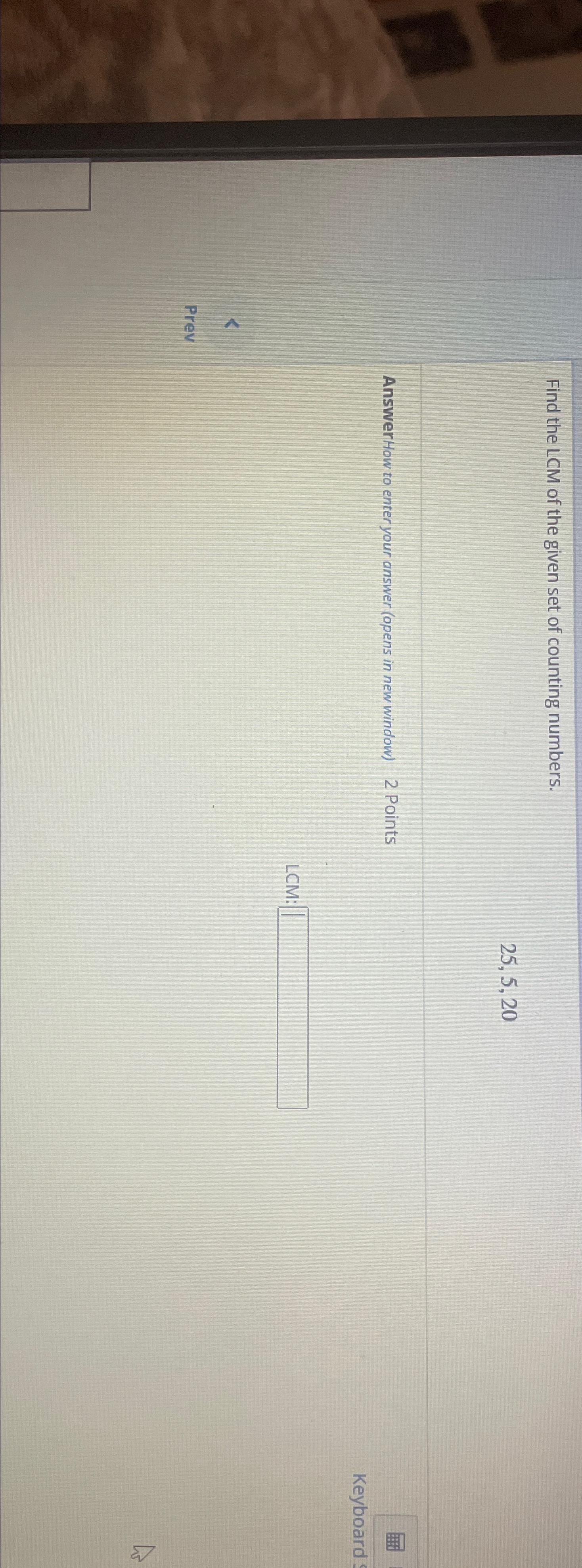 Solved Find the LCM of the given set of counting | Chegg.com