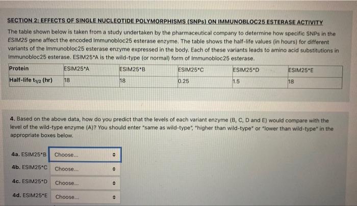 Solved SECTION 2: EFFECTS OF SINGLE NUCLEOTIDE POLYMORPHISMS | Chegg.com