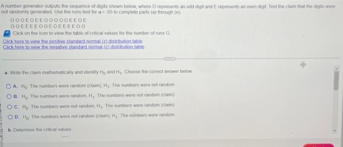 Solved A number generator outputs the sequence of digits | Chegg.com