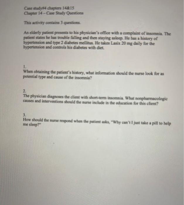 Solved Case stadye4 chapters 14 \& 15 Chapter 14-Case Study | Chegg.com