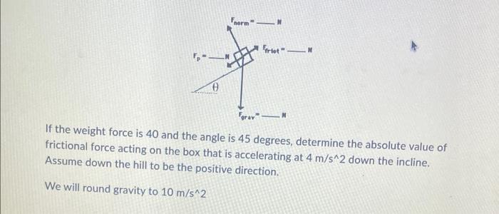 Solved If the weight force is 40 and the angle is 45 | Chegg.com