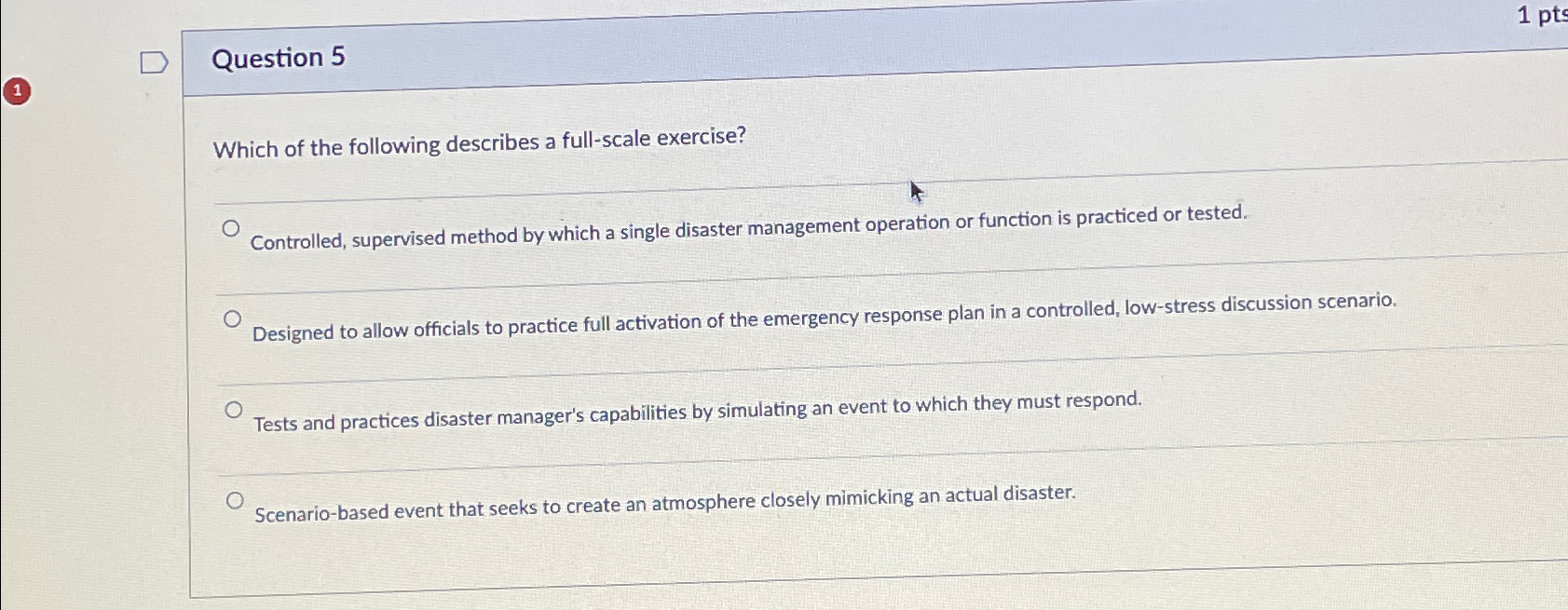 Solved Question 5Which of the following describes a | Chegg.com