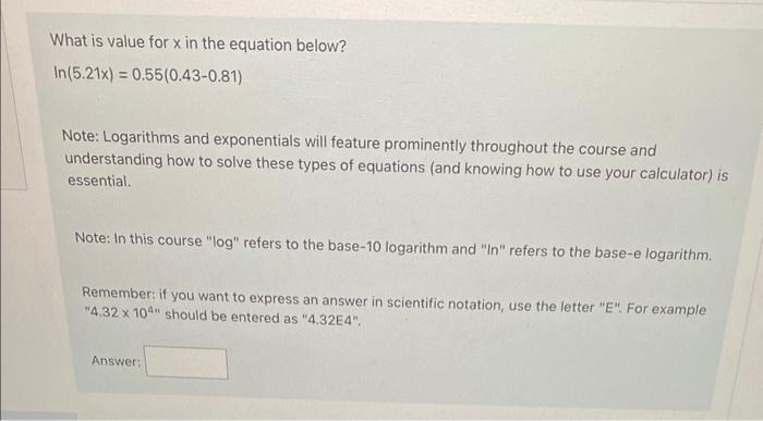 Solved What is value for x in the equation below? | Chegg.com