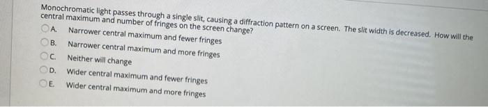 Solved Monochromatic Light Passes Through A Single Slit