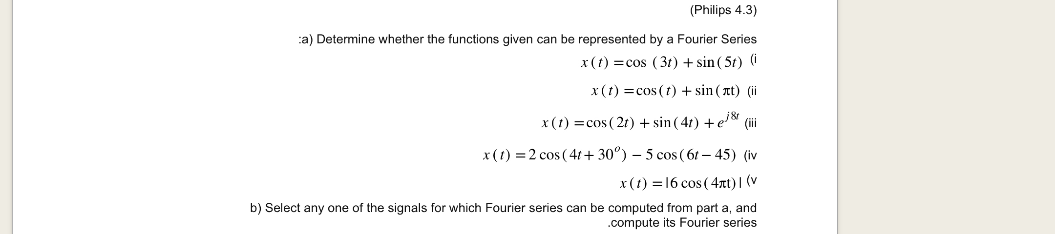 Solved (Philips 4.3)a) ﻿Determine whether the functions | Chegg.com