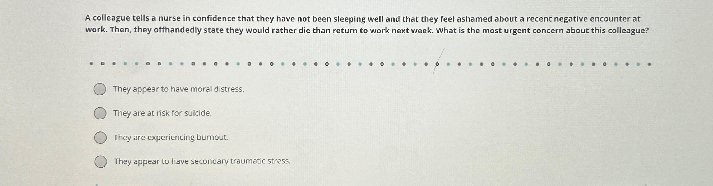 Solved A colleague tells a nurse in confidence that they | Chegg.com
