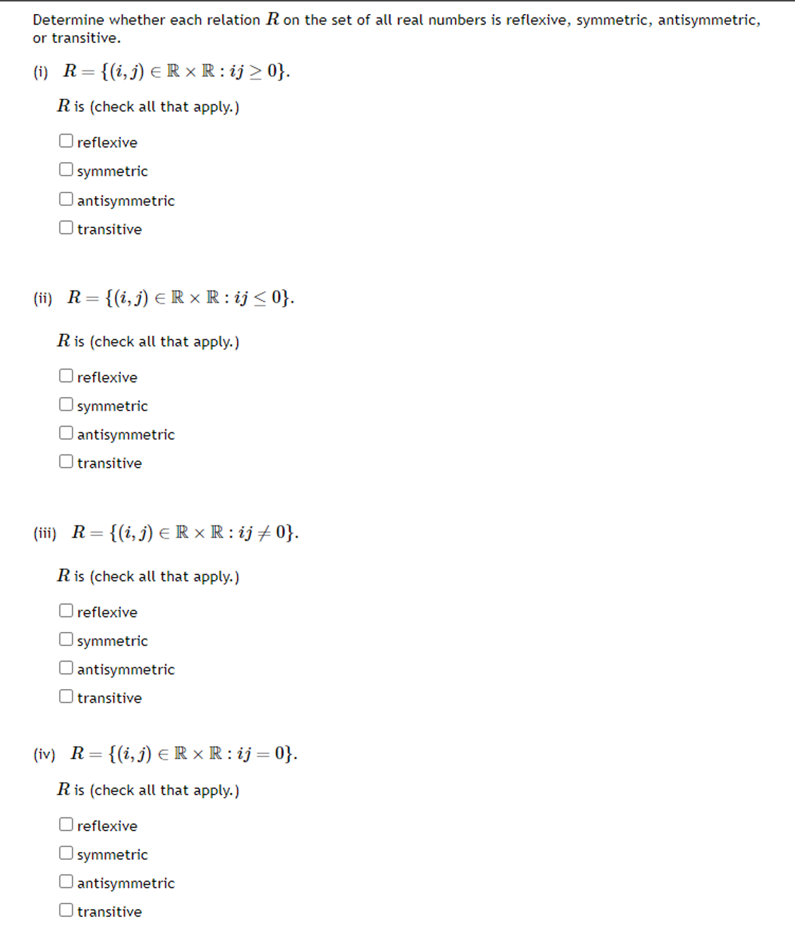 Solved Determine Whether Each Relation R ﻿on The Set Of All