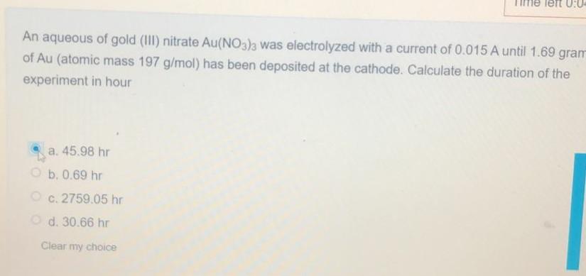 Solved ne left 0:04 An aqueous of gold (III) nitrate | Chegg.com