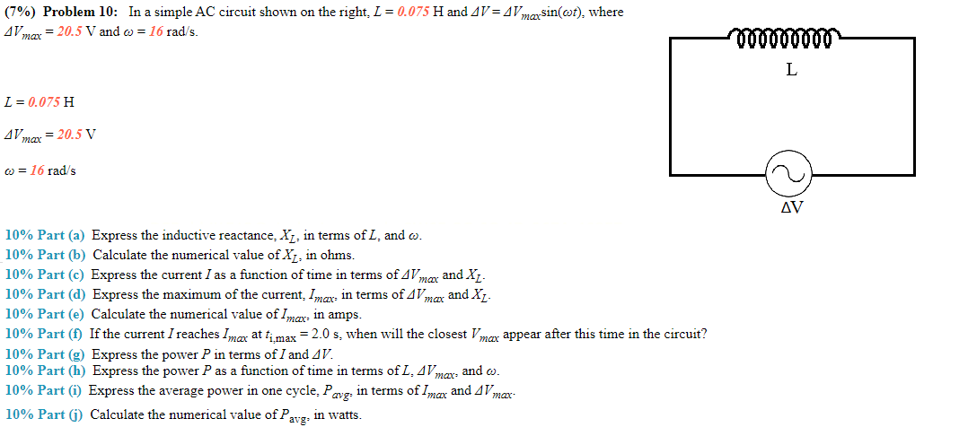 Solved 10% ﻿Part (a) ﻿Express the inductive reactance, xL, | Chegg.com
