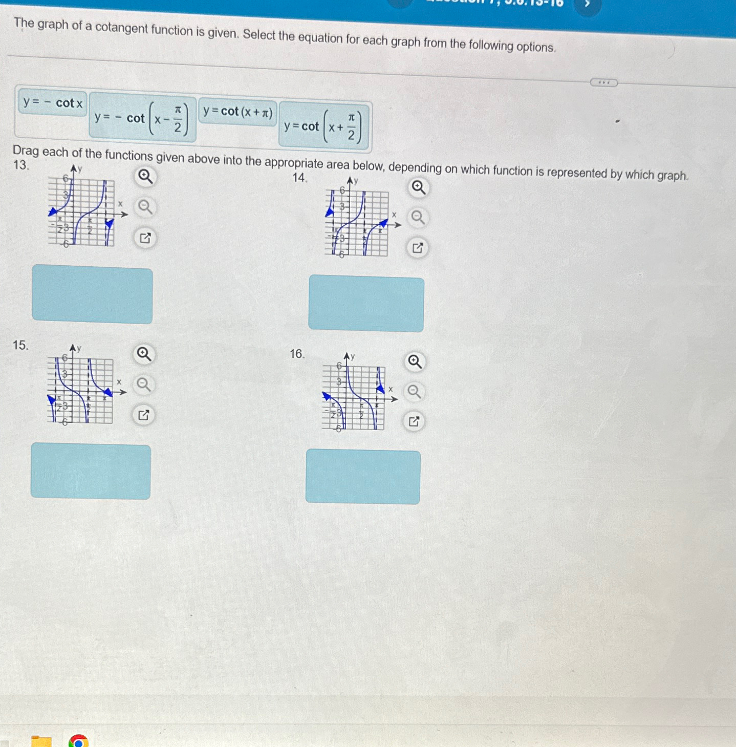 Solved The graph of a cotangent function is given. Select | Chegg.com