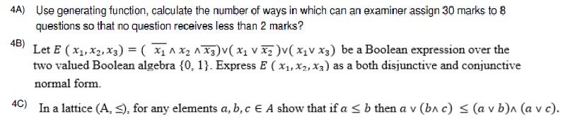 Solved 4A) ﻿Use generating function, calculate the number of | Chegg.com