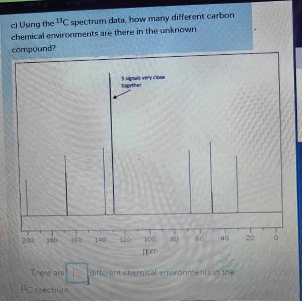 c) Using the 13C spectrum data, how many different | Chegg.com