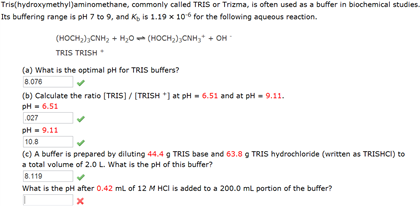 Tris(hydroxymethyl)aminomethane, commonly called TRIS | Chegg.com