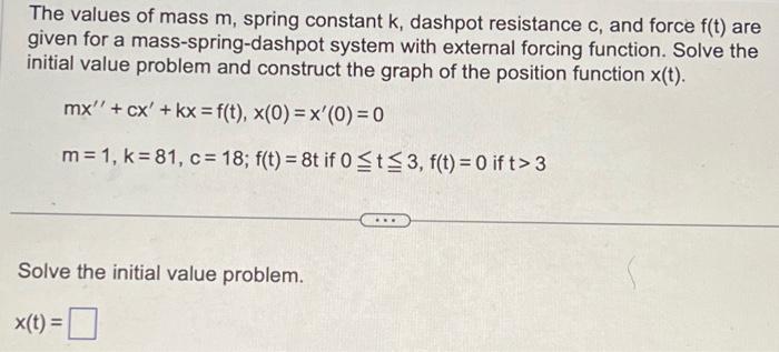 The values of mass m, spring constant k, dashpot | Chegg.com