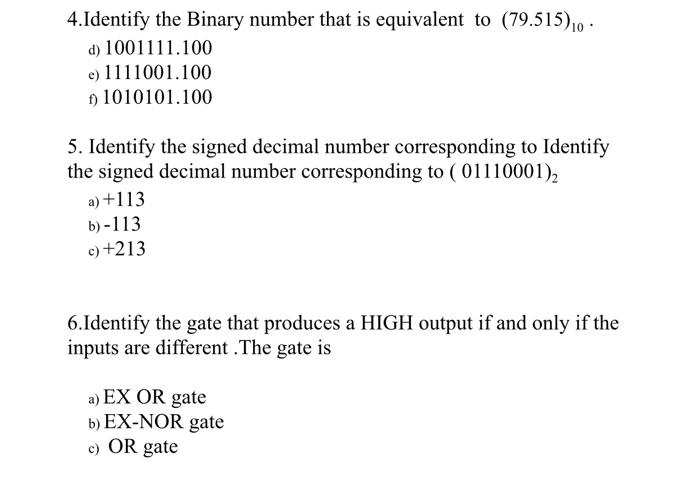 Solved 4.Identify the Binary number that is equivalent to | Chegg.com