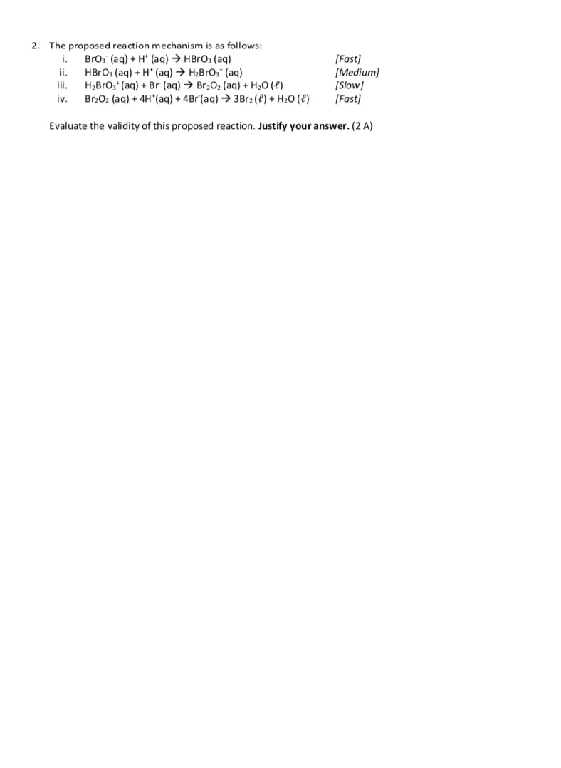Solved The proposed reaction mechanism is as | Chegg.com
