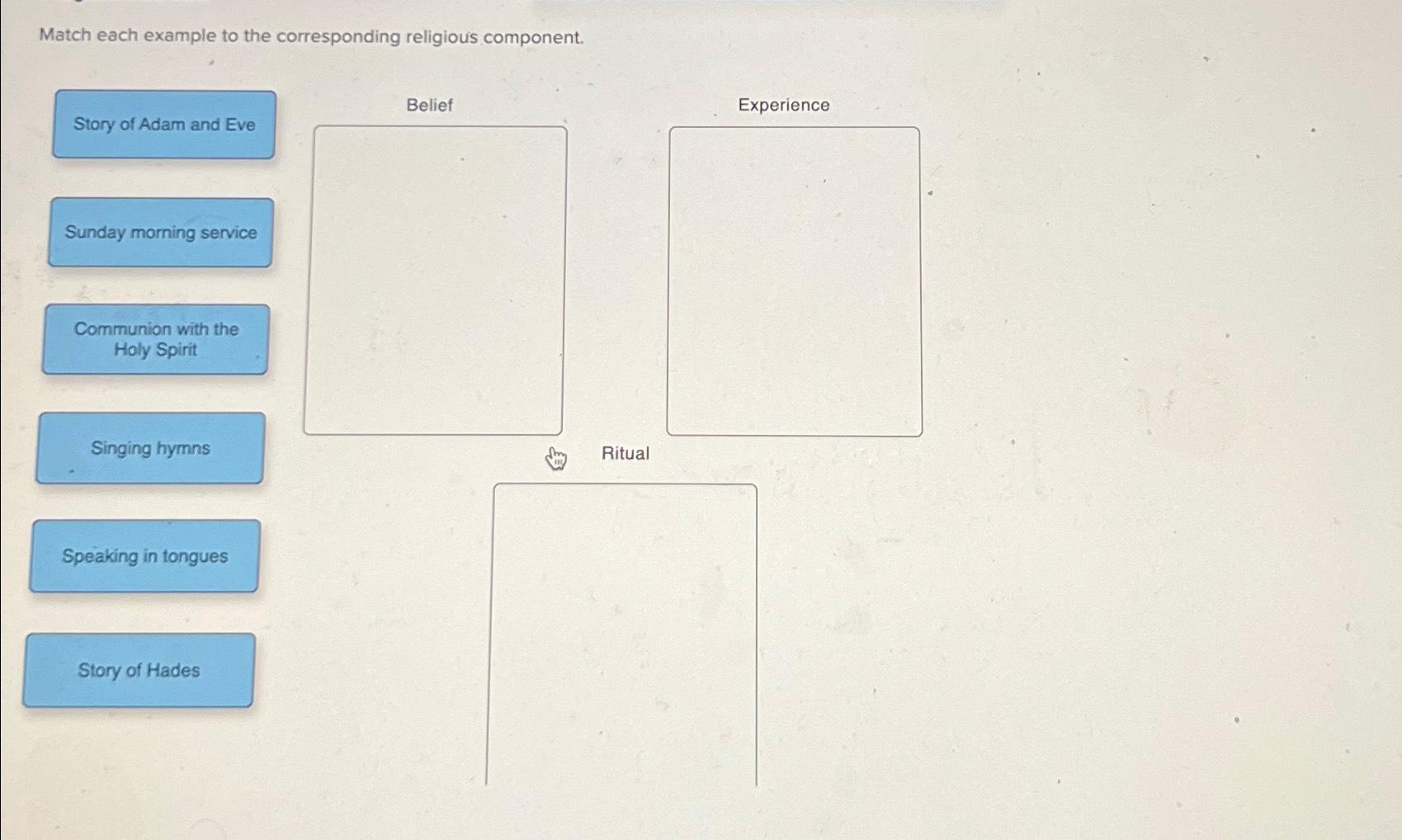 Solved Match each example to the corresponding religious | Chegg.com