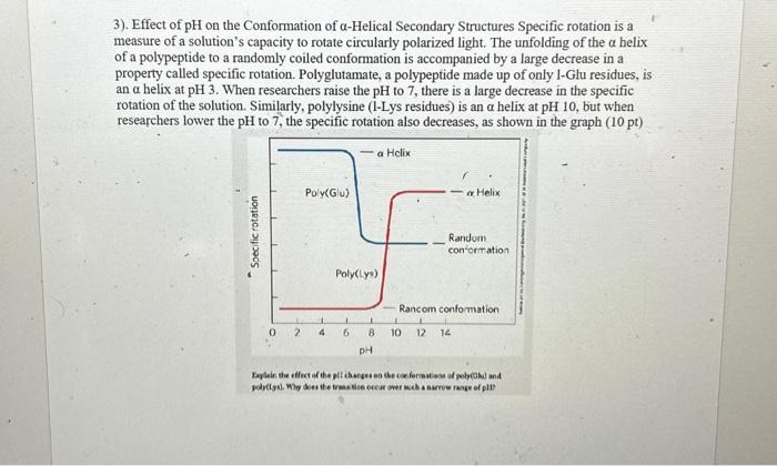 Solved 3). Effect of pH on the Conformation of α-Helical | Chegg.com