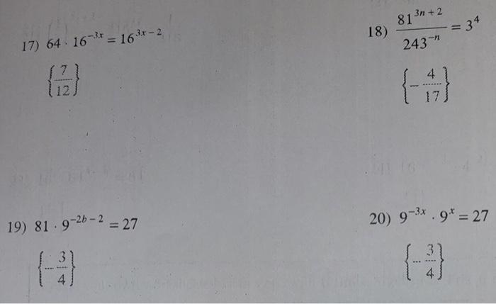 Solved Exponential Equations Not Requiring Logarithms Final
