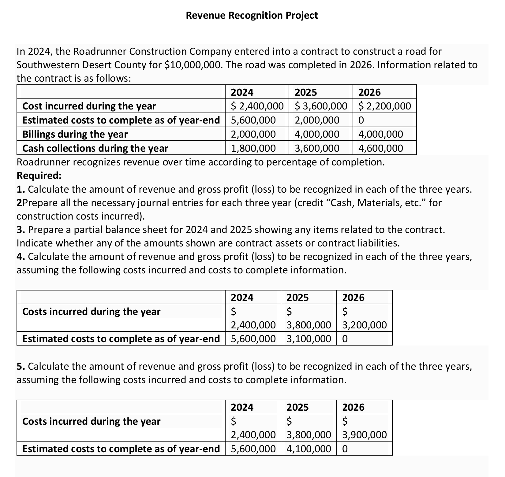 Solved Revenue Recognition ProjectPlease JUST SOLVE QUESTION | Chegg.com