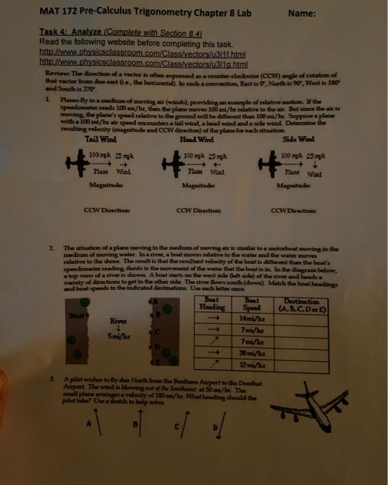 Solved MAT 172 Pre-Calculus Trigonometry Chapter 8 Lab Name: | Chegg.com