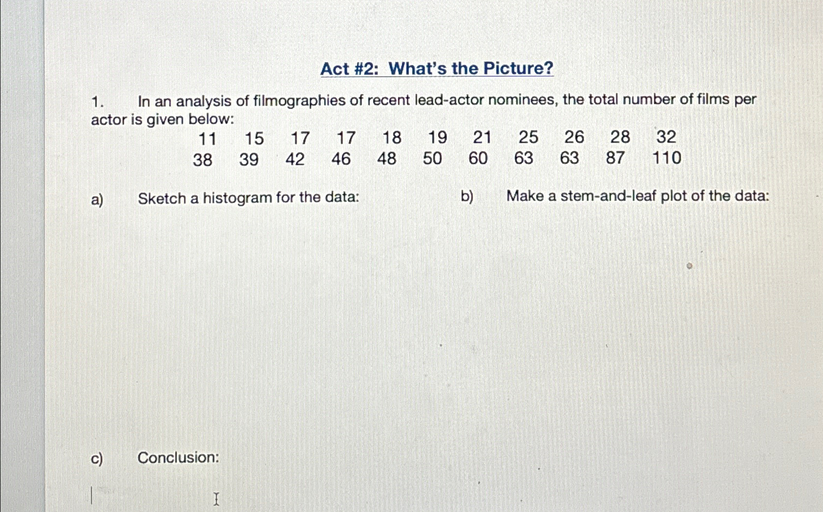 Solved Act #2: What's the Picture?In an analysis of | Chegg.com