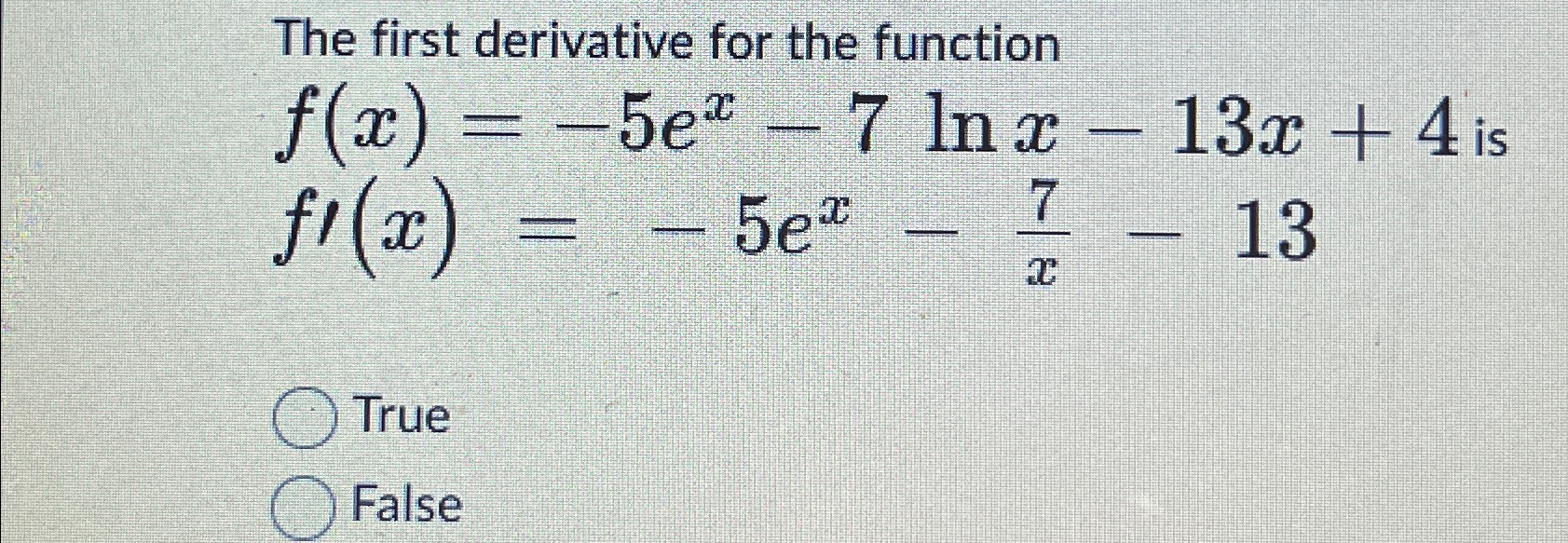 Solved The first derivative for the | Chegg.com