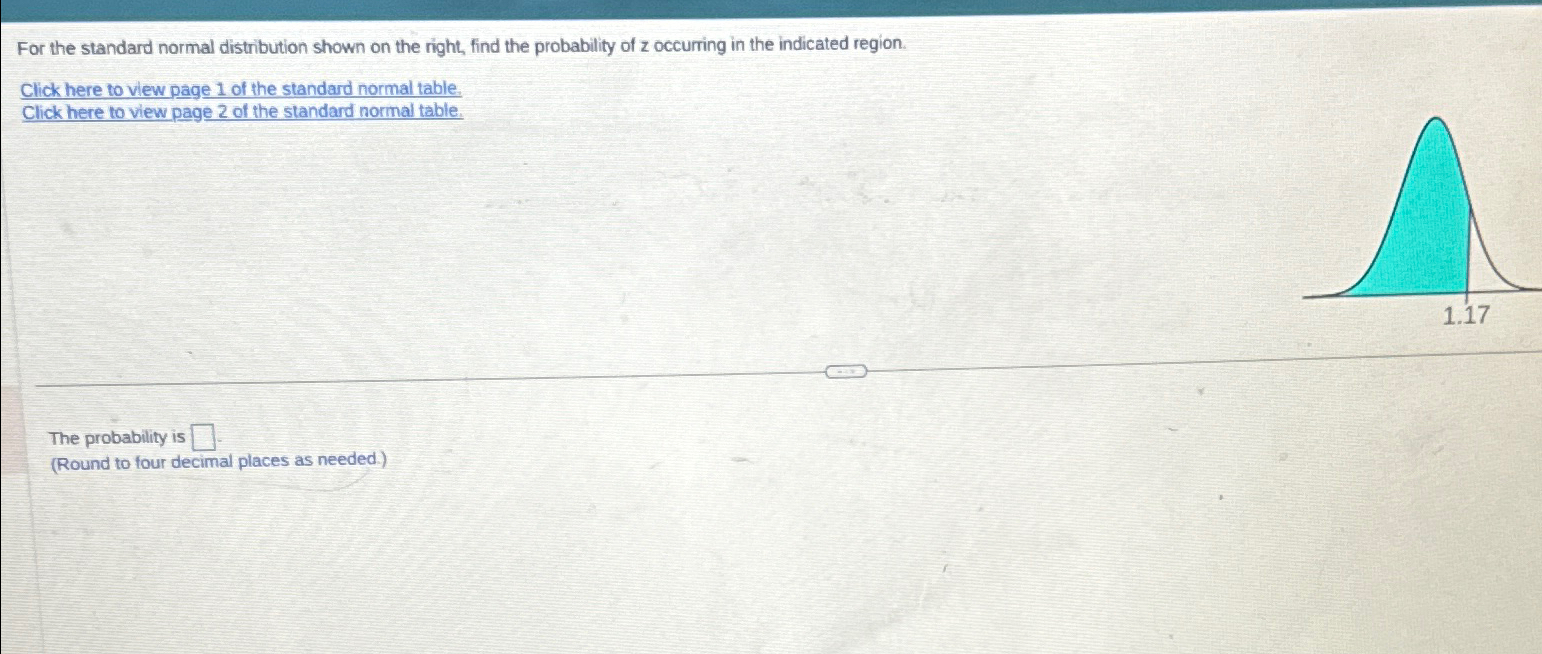 Solved For the standard normal distribution shown on the | Chegg.com