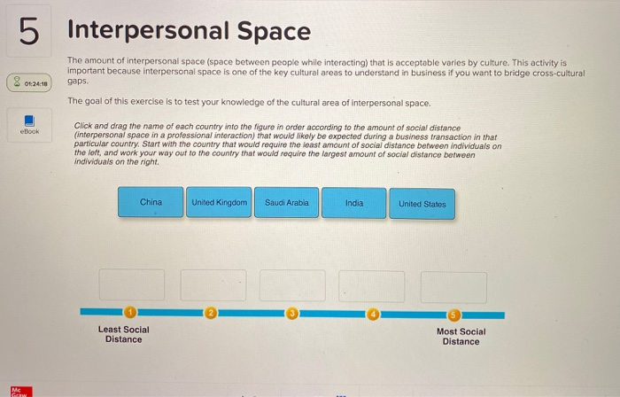 Solved 5 Interpersonal Space The amount of interpersonal | Chegg.com