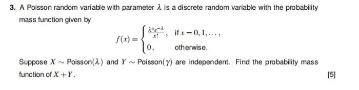 Solved A Poisson random variable with parameter λ is a | Chegg.com