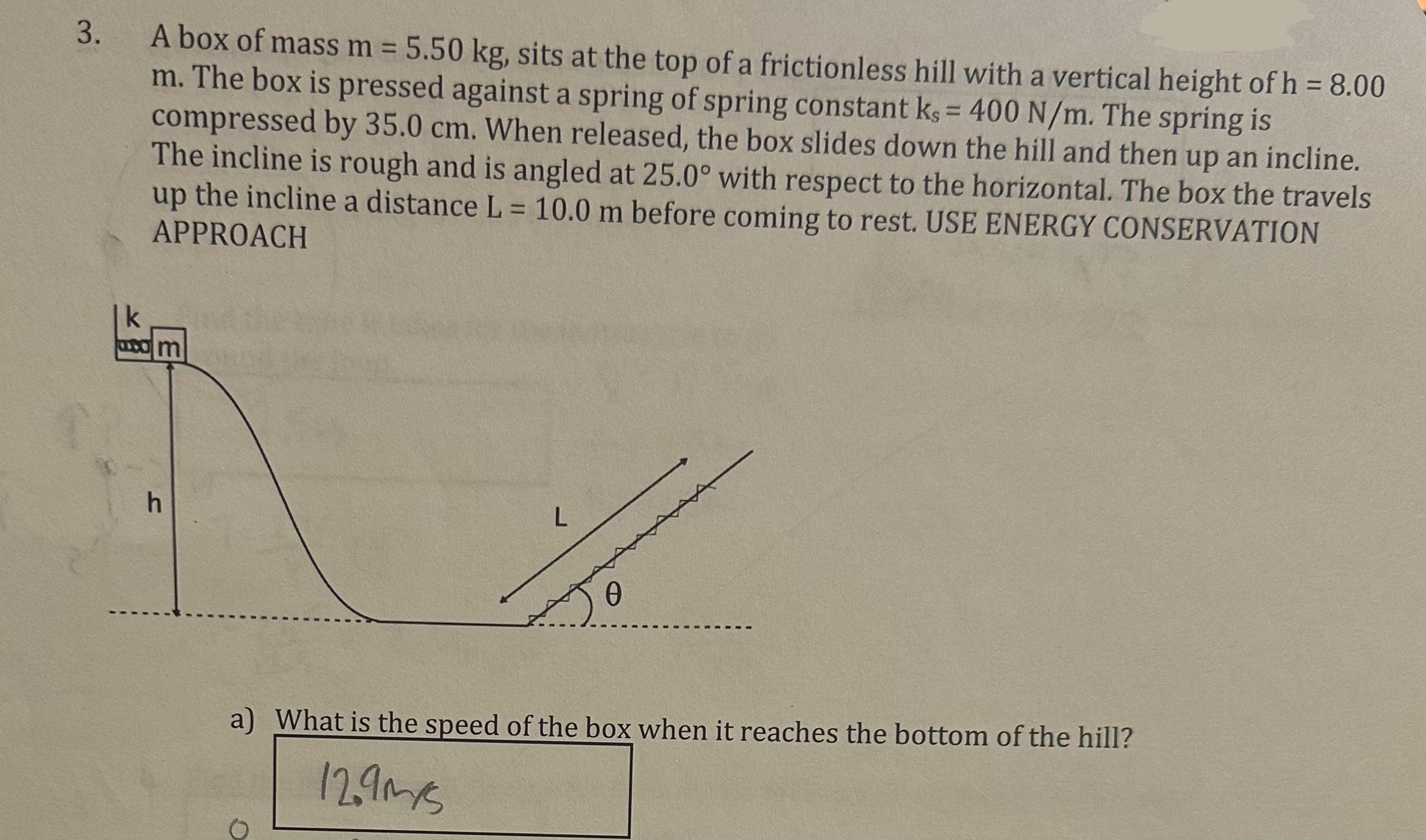 Solved A box of mass m=5.50kg, ﻿sits at the top of a | Chegg.com