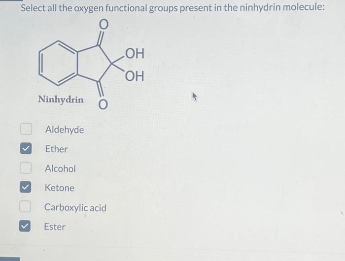 Solved Select all the oxygen functional groups present in | Chegg.com
