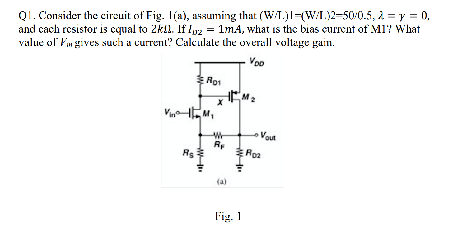 Q1. ﻿Consider the circuit of Fig. 1(a), ﻿assuming | Chegg.com