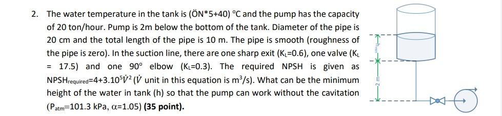 Solved 2. The water temperature in the tank is (ÖN*5+40) and | Chegg.com