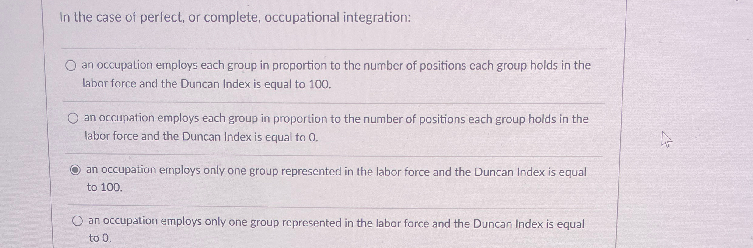 Solved In the case of perfect, or complete, occupational | Chegg.com