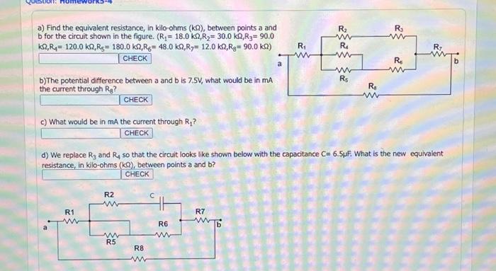 Solved a) Find the equivalent resistance, in kilo-ohms (kΩ), | Chegg.com